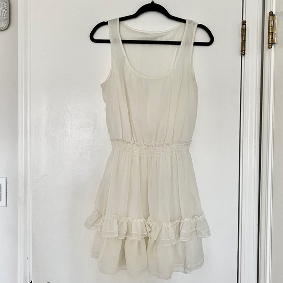Dresses | Vintage White Chiffon Ruffle Summer Dress | Poshmark